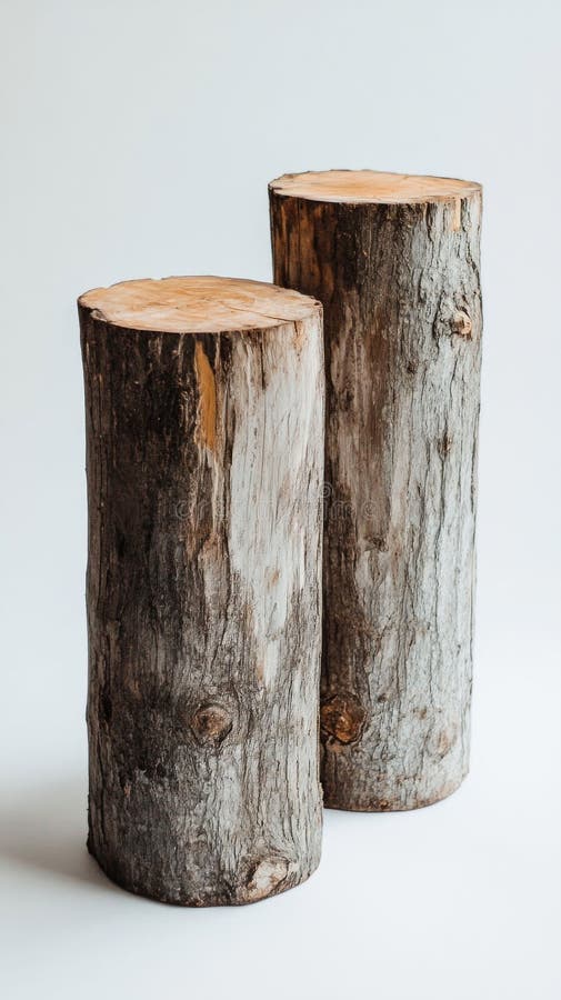 Two Cut Tree Stumps on White Background. Generative Ai Stock ...