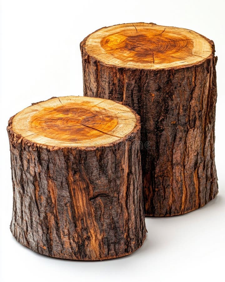 Two Cut Tree Stumps on White Background. Generative Ai Stock ...