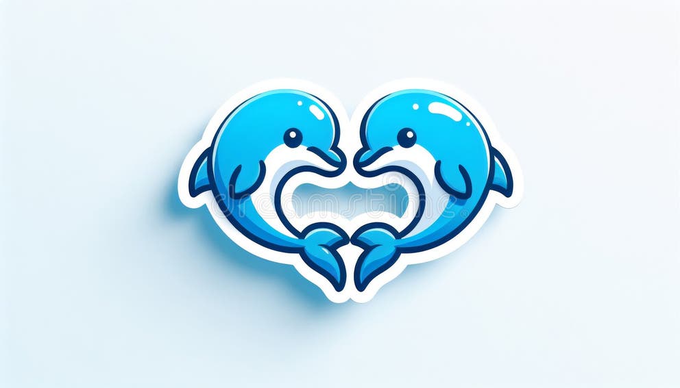 Two Cute Blue Dolphins Forming a Heart Shape Stock Illustration ...