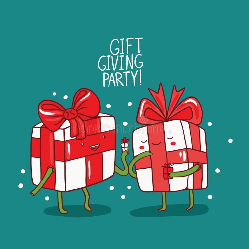 Two Cute Boxes Give Gifts To Each Other Stock Vector - Illustration of ...
