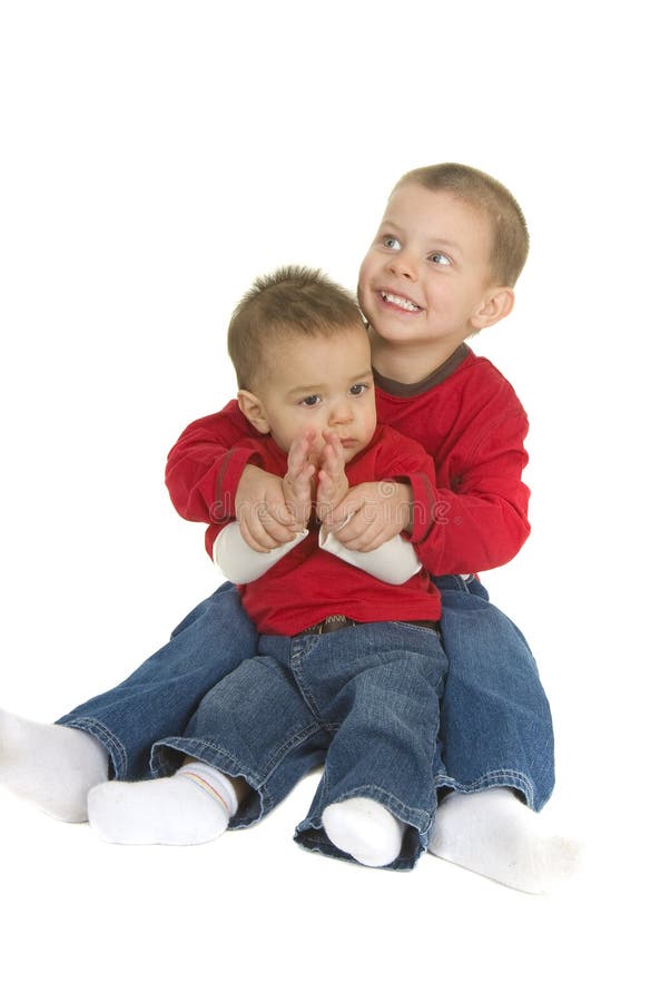 Two Cute Boys Hug Each Other Stock Image - Image of childhood, charming ...