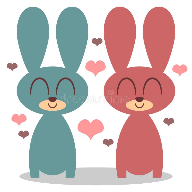 Two bunnies in love stock illustration. Illustration of animals - 36725208