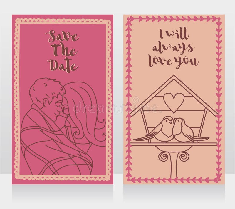 Two Cute Cards for Anniversary or Valentine`s Day Stock Vector ...