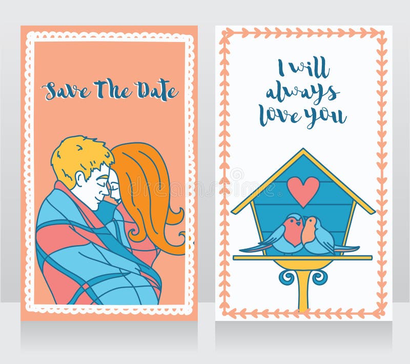 Two Cute Cards for Anniversary Stock Vector - Illustration of holiday ...