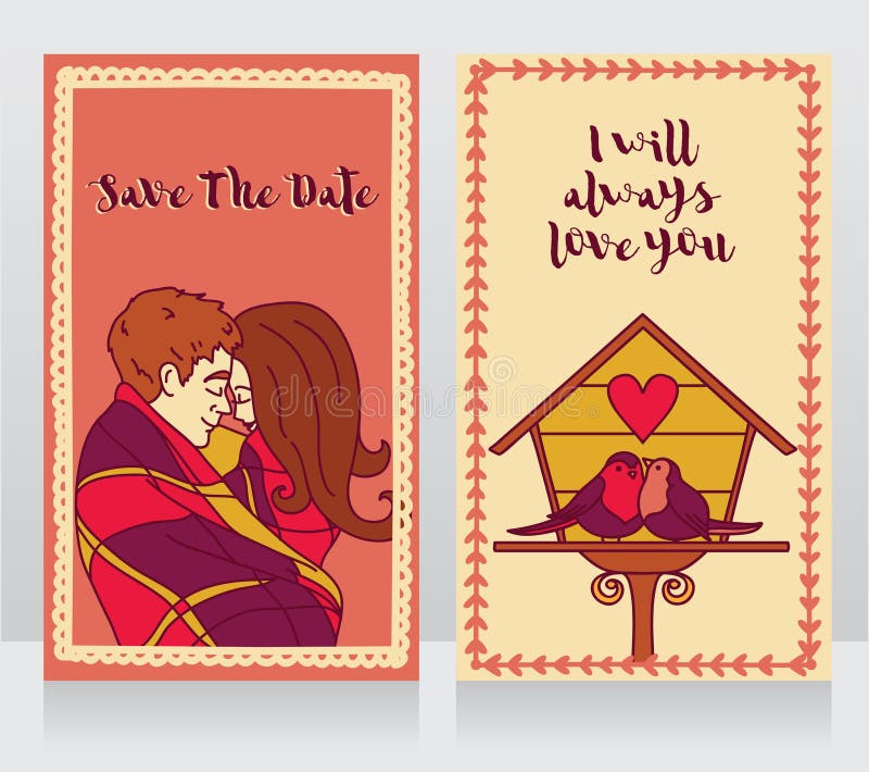 Two Cute Cards for Anniversary Stock Vector - Illustration of february ...