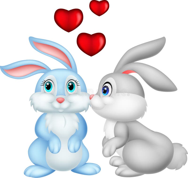 Two Cute Cartoon Bunnies in Love Stock Vector - Illustration of pair ...