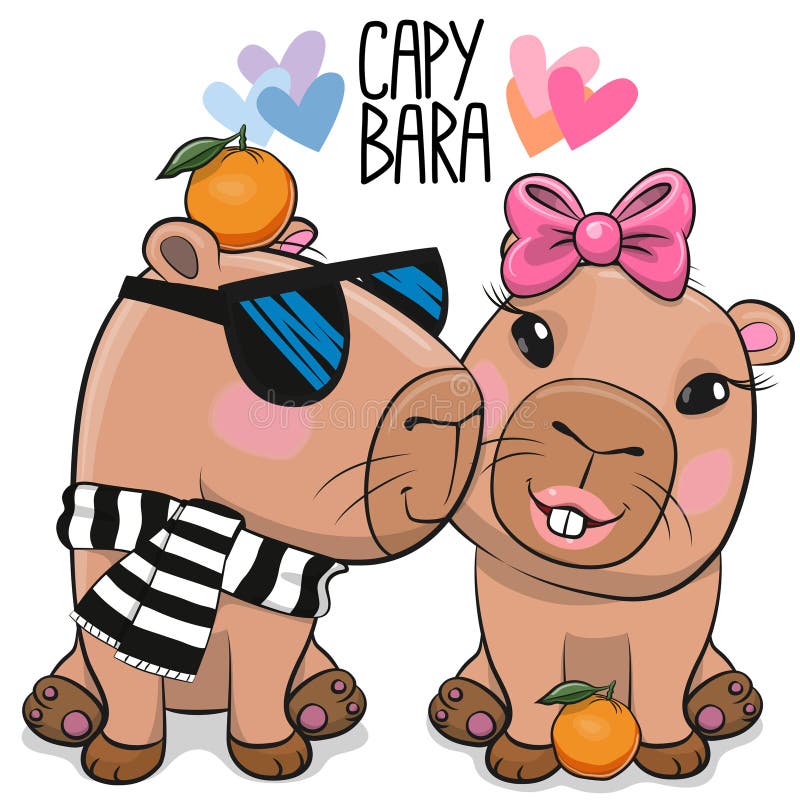 Two cute Cartoon capybaras stock vector. Illustration of vector - 337381944