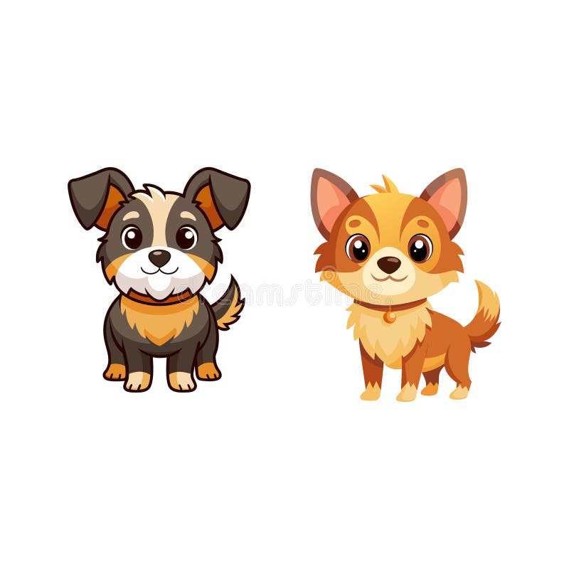 Two Cute Cartoon Dog Vector Stock Vector - Illustration of vector ...