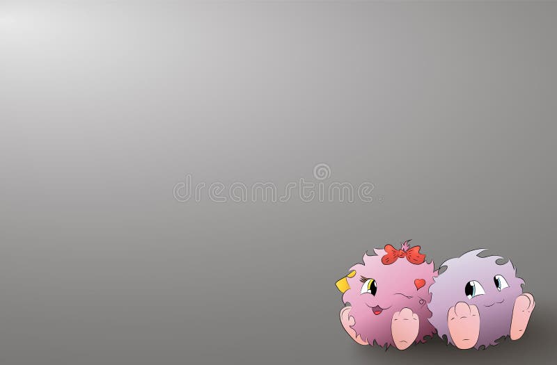 Two Cute Cartoon Monster Back To Back Stock Vector - Illustration of ...