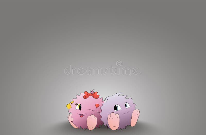 Two Cute Cartoon Monster Back To Back Stock Vector - Illustration of ...