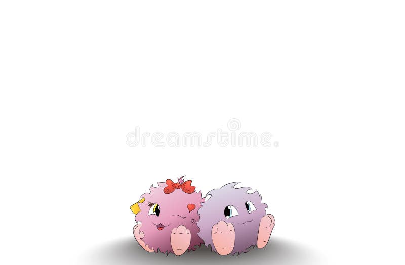 Two Cute Cartoon Monster Back To Back Stock Vector - Illustration of ...
