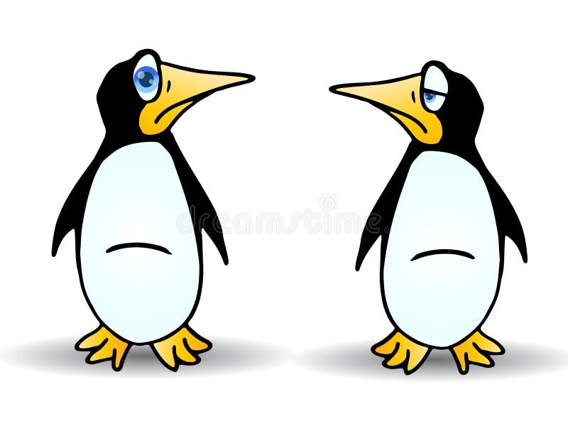 Two Cute cartoon penguin stock illustration. Illustration of isolated ...