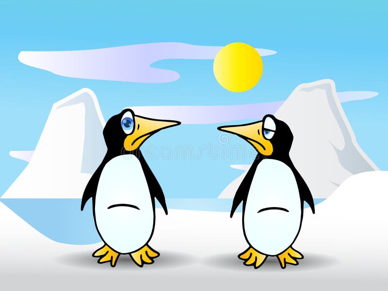 Two Cute cartoon penguin stock illustration. Illustration of isolated ...