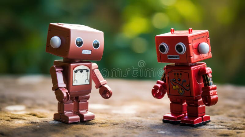 Two Cute Cartoon Robots in Love Stock Image - Image of metal ...