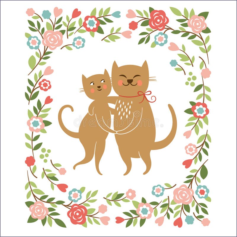 Two cute cats stock vector. Illustration of graphic, cute - 37283375