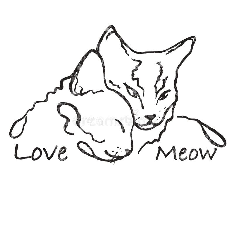 Line Drawing Two Cats Stock Illustrations – 266 Line Drawing Two Cats ...