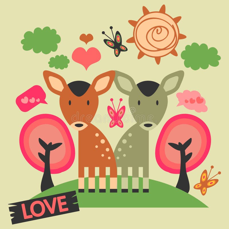 Deer family stock vector. Illustration of romance, love - 53712033