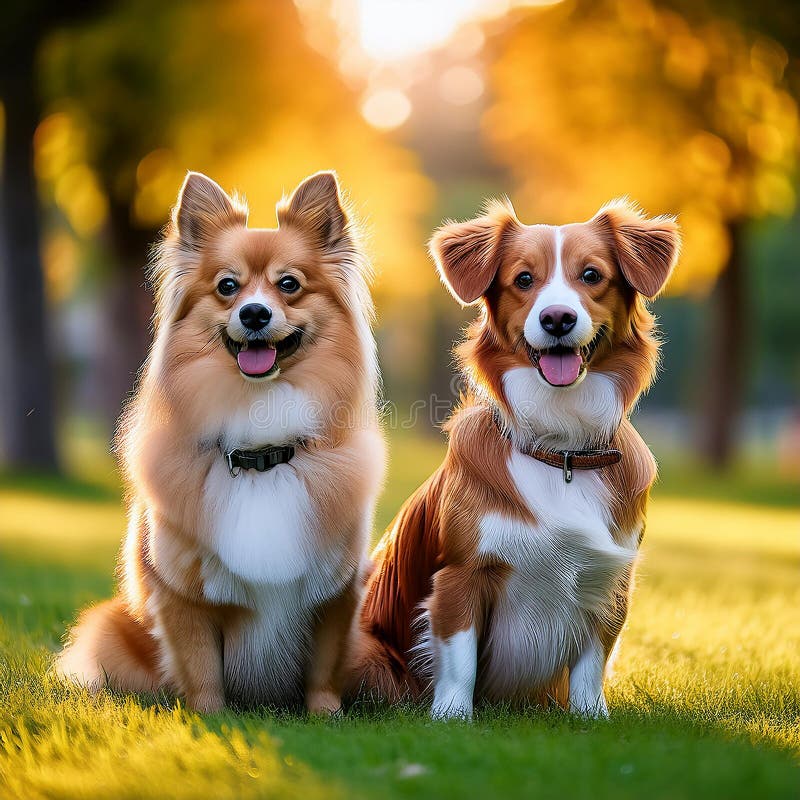 Two cute dogs in the park. stock illustration. Illustration of energy ...