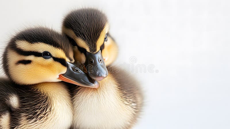 Two Cute Ducklings Cuddling with Their Beaks Touching. Template for ...