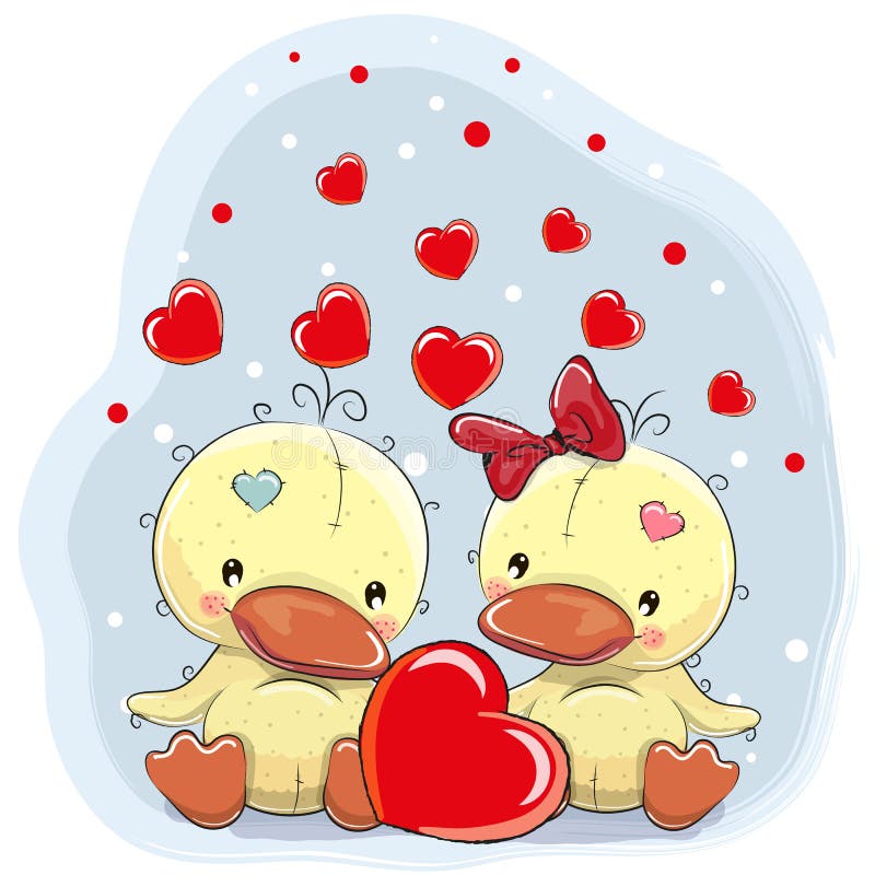 Duck with hearts stock vector. Illustration of card, hood - 52352781