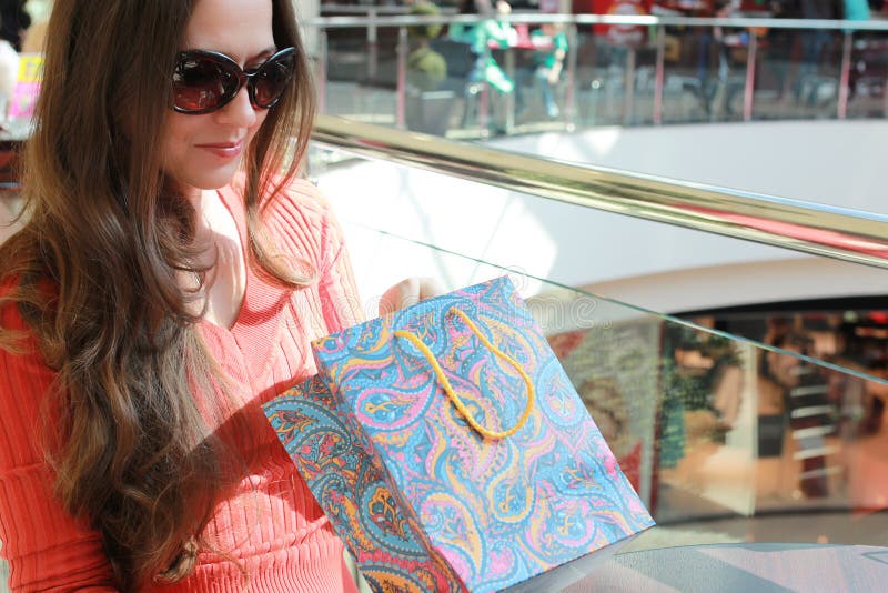 Two cute girls go shopping stock photo. Image of mall - 126410046