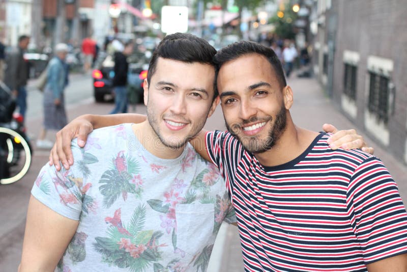Two Cute Guys Showing Affection Outdoors Stock Image - Image of ...