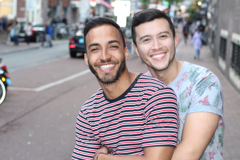 Two Cute Guys Take Selfies Happy Friends are Photographed on the Phone ...
