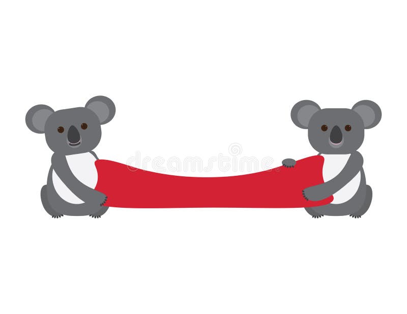 Two Cute Koala Holding Red Sign Stock Vector - Illustration of tree ...