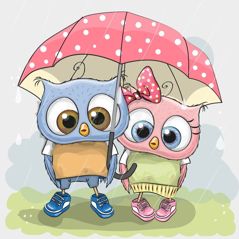 Two cute Lovers Owls stock vector. Illustration of animals - 69474019