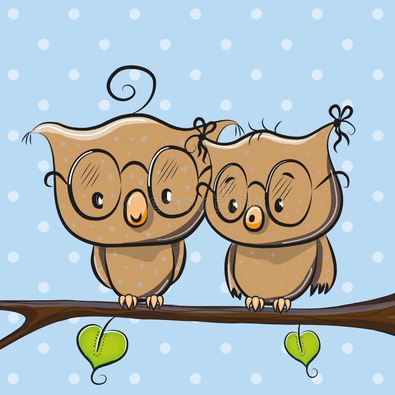 Two Cute Owls stock vector. Illustration of mammals, small - 63732571
