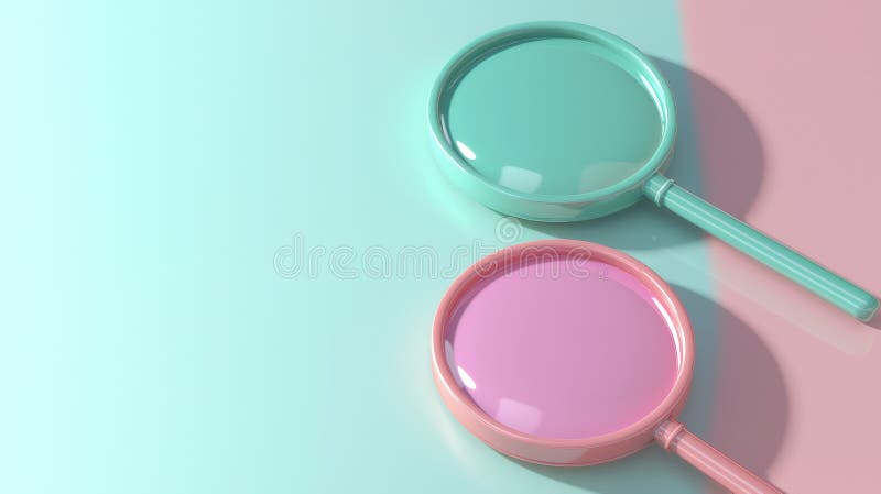 Pastel Magnifying Glasses Isometric Design 3D Render Search Explore ...