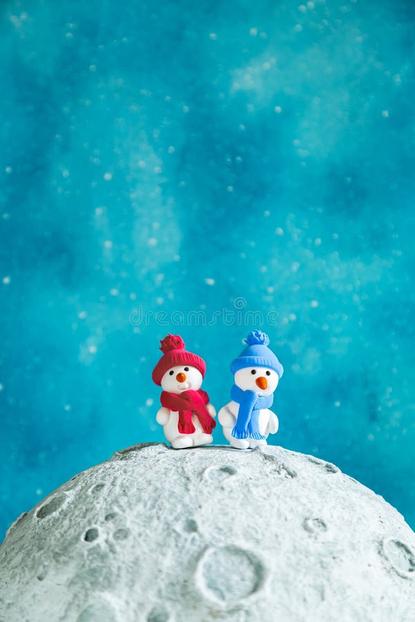 Two Cute Plasticine Snowmen on the Moon Stock Photo - Image of cute ...