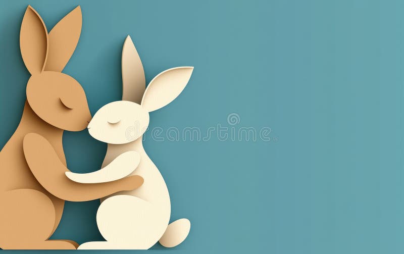 Two Cute Rabbits Sit Side by Side, Embodying the Spirit of Easter Joy ...