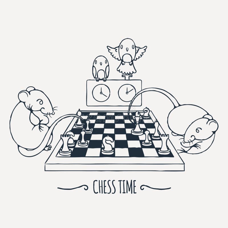 Mouse, Rat Cute Gray and Chess Pieces. Business Stock Image - Image of ...