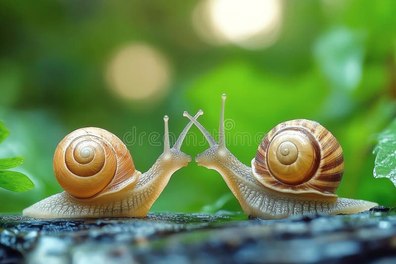 Two Cute Snails, AI Gen,erated Stock Illustration - Illustration of ...