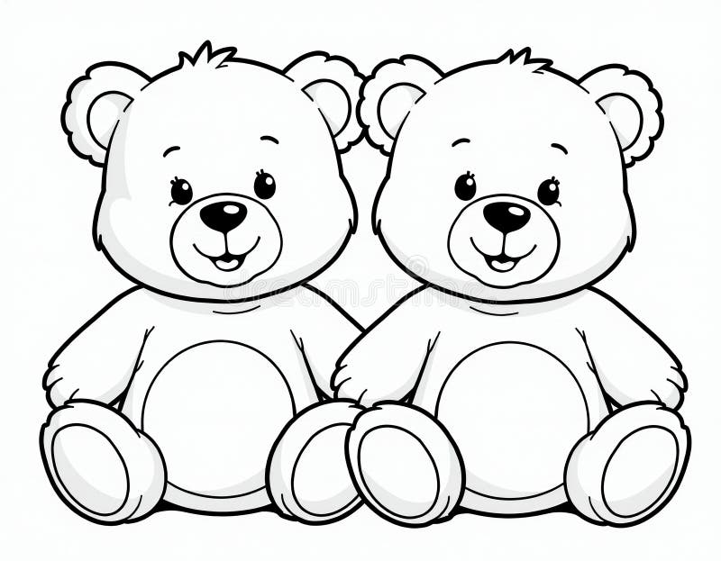 Two Cute Teddy Bears Sitting Together Stock Illustration - Illustration ...