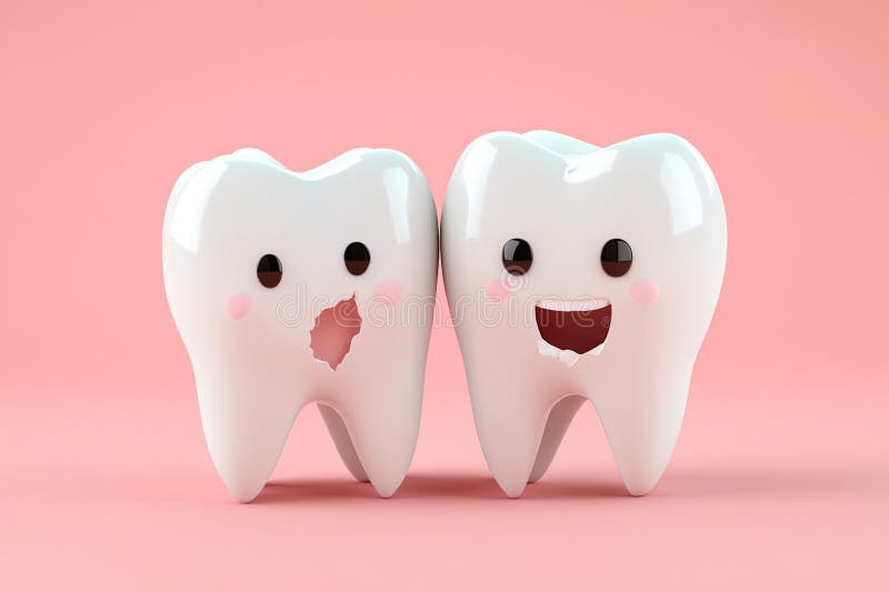 Two Cute Teeth are Showing Dental Caries and Tooth Decay Problems ...