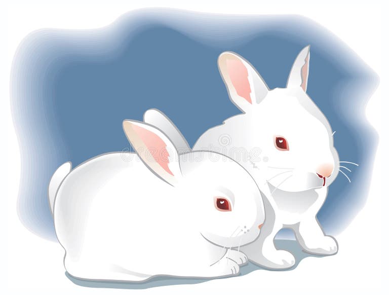 Two Cute White Baby Rabbits. Illustration Stock Vector - Illustration ...
