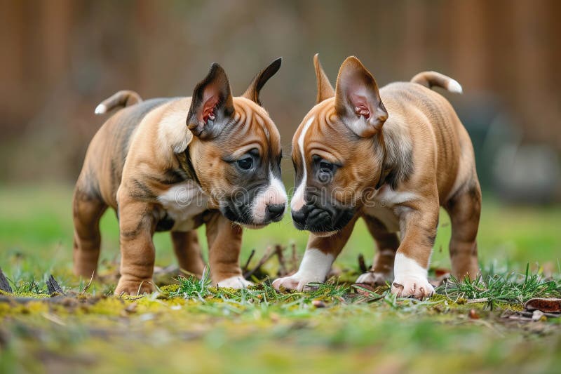 Two Cute Young Bull Terriers, AI Generated Stock Illustration ...