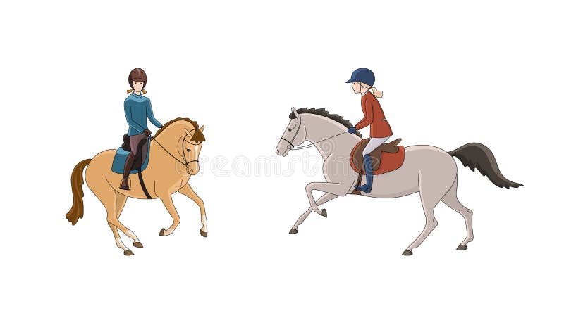 Pony Riders, Black and White Vector Illustration Stock Vector ...