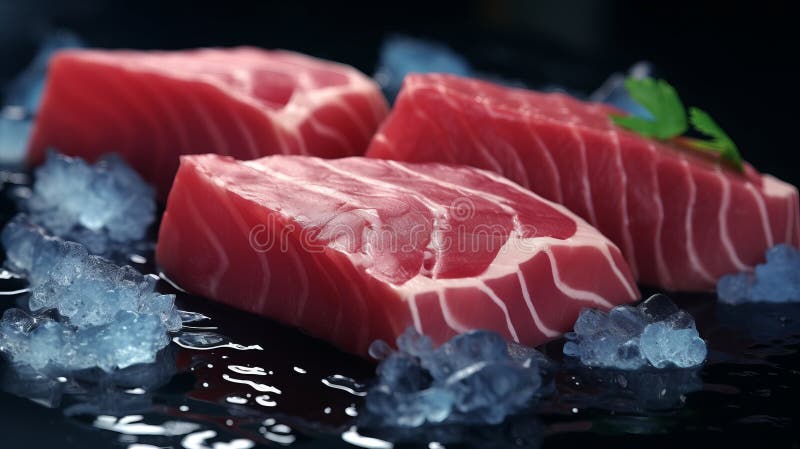 Two Cuts of Fresh Raw Meat on a Bed of Ice Stock Illustration ...