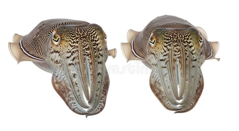 Two Cuttlefish Facing Forward on White Background, Ai Generated Stock ...