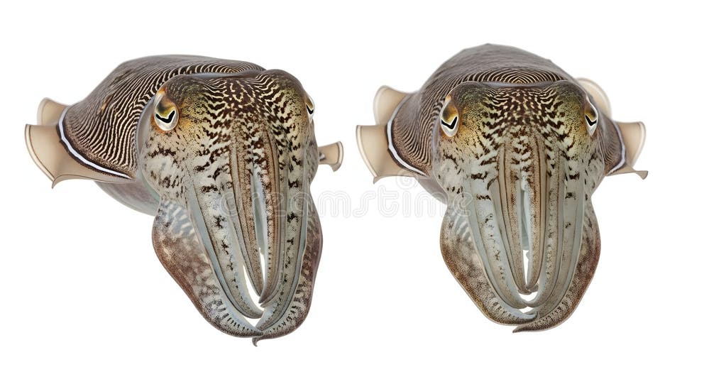 Two Cuttlefish Facing Forward on White Background, Ai Generated Stock ...