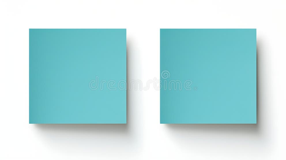 Two Cyan Square Paper Notes on a White Background. Brainstorming ...