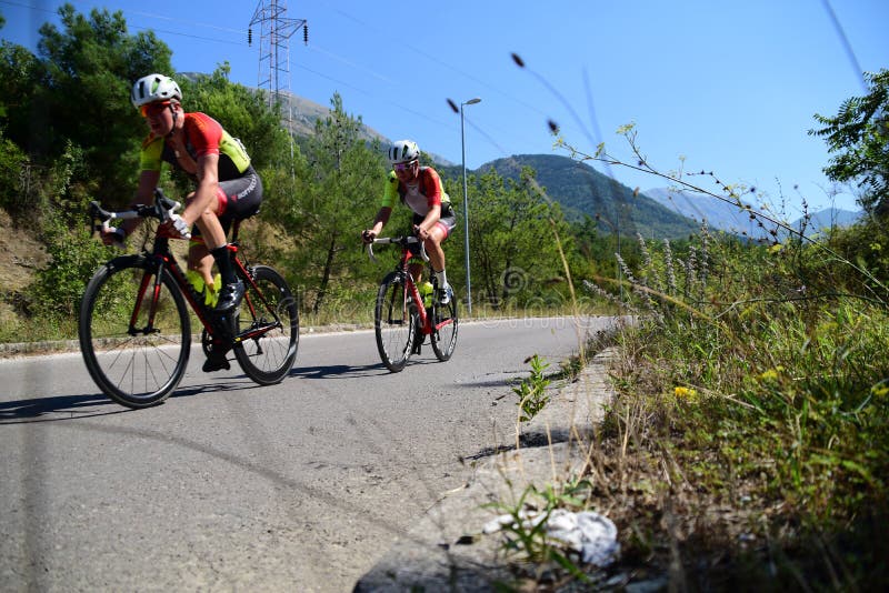 Two cyclists editorial stock photo. Image of person - 158595373
