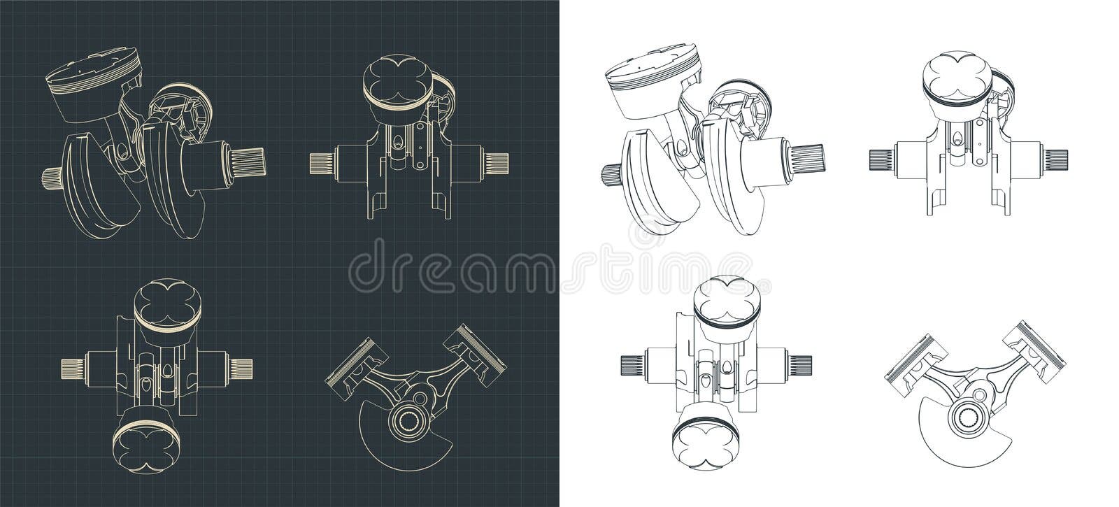 Motorcycle Engine Blueprints Stock Vector - Illustration of technology ...