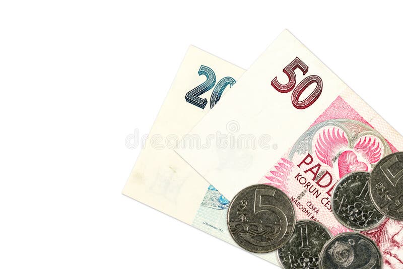 Two Czech Koruna Bank Notes and Coins Stock Image - Image of notes ...