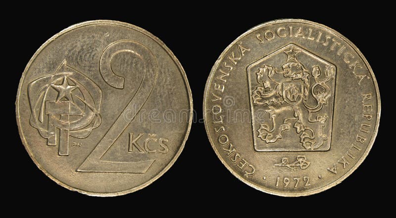 Czechoslovakian Koruna Coins, Arranged in a Vertical Composition Stock ...