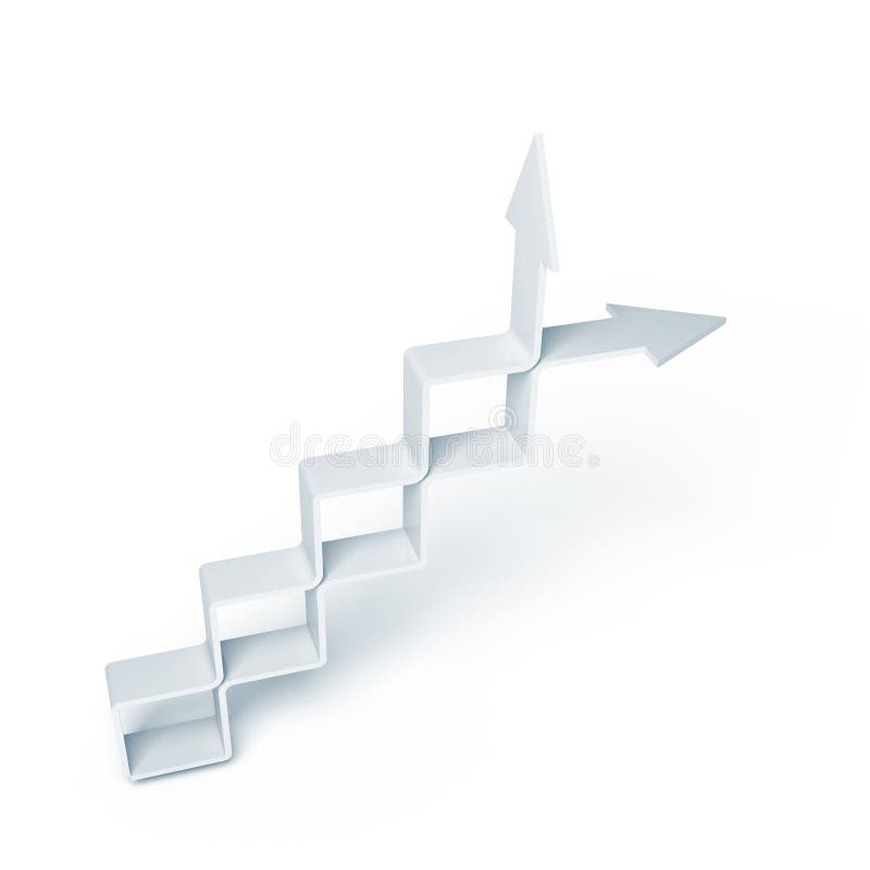 Two 3d Arrows in Shape of Stairways Going Up Stock Illustration ...