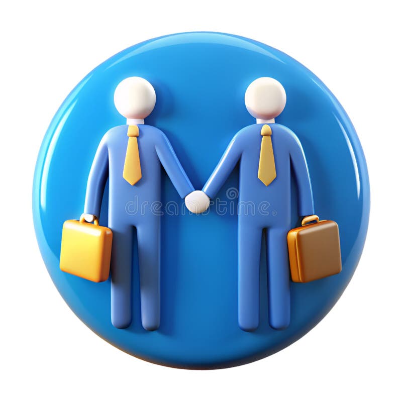Two 3 D Blue Businessmen Shaking Hands on Blue Circle Icon Stock ...